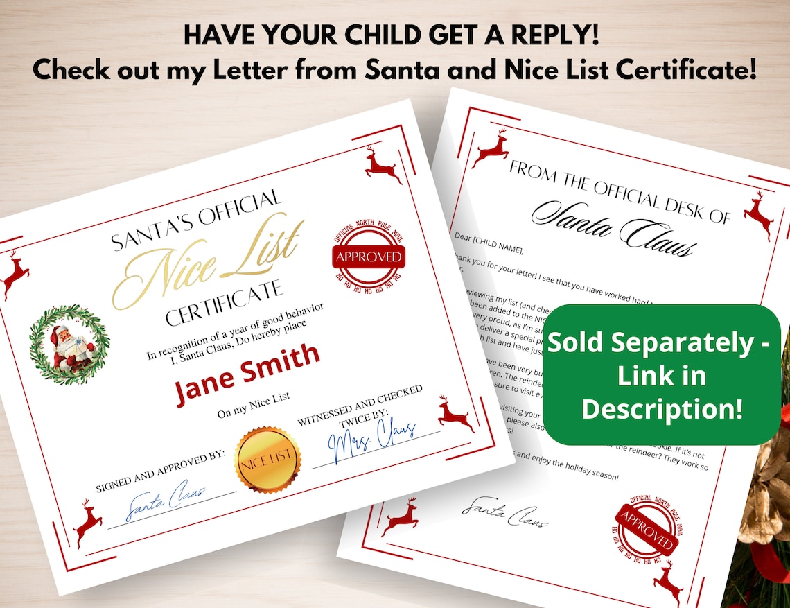 Letter to Santa Printable Wish List for Kids Santa Letter Template - Etsy