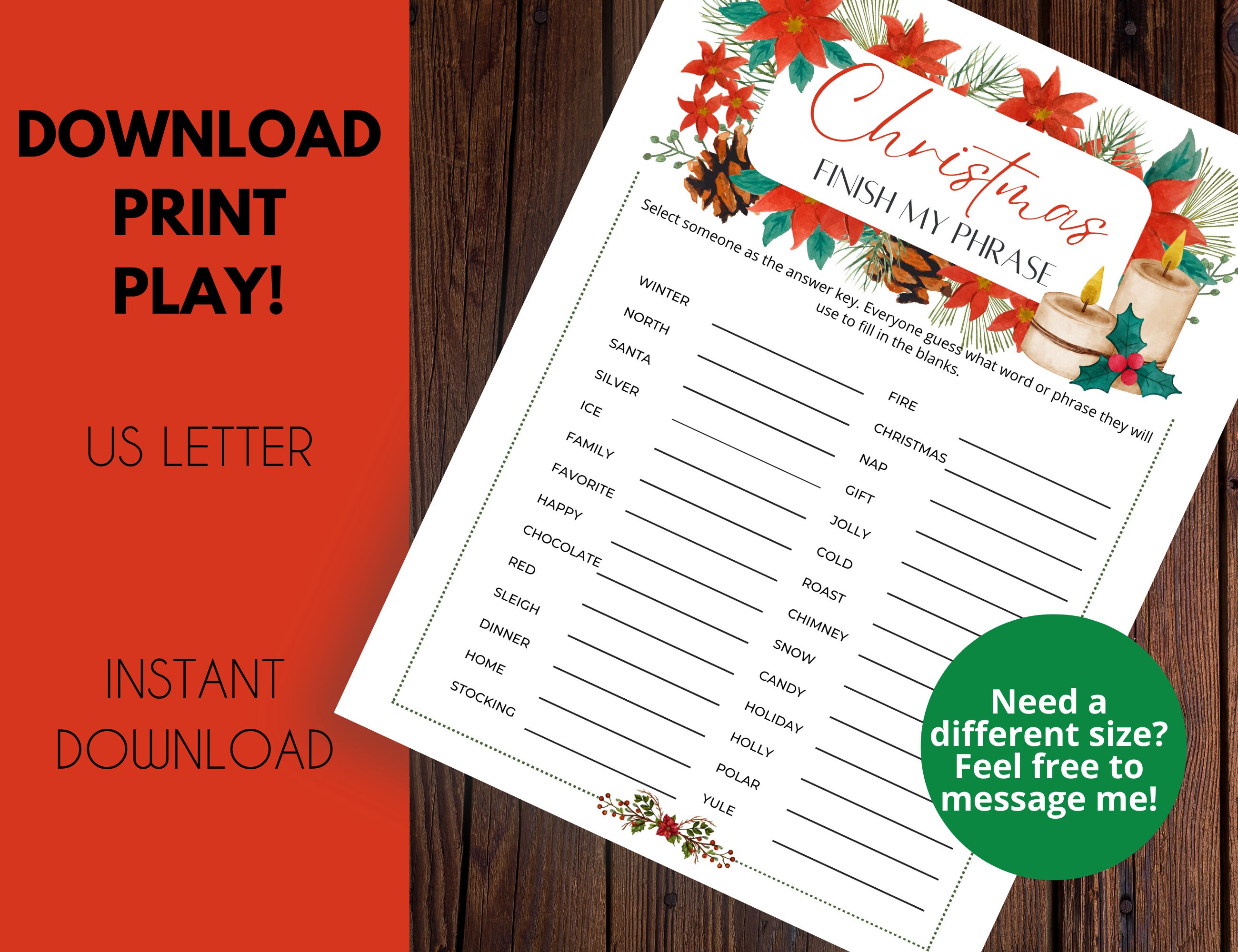 Christmas Finish My Phrase Game | Christmas Party Games Printable for ...