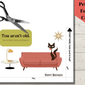 Printable Funny Birthday Card | Mid Century Modern Card - Etsy
