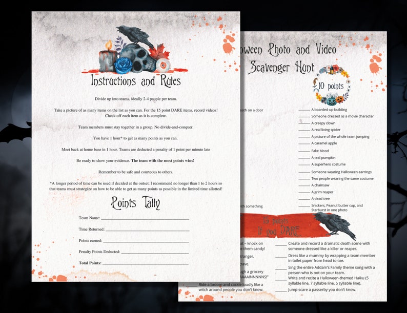 Halloween Scavenger Hunt | Photo Scavenger Hunt for Adults | Scavenger ...