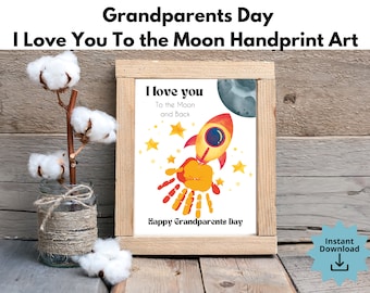 Love You to the Moon and Back Printable Handprint Art - Etsy