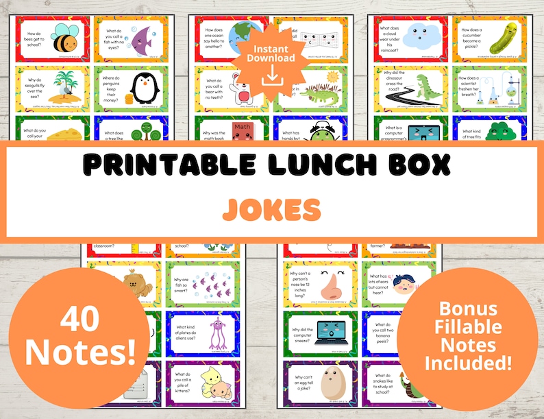 Printable Lunch Box Jokes for Kids | Lunchbox Notes - Etsy