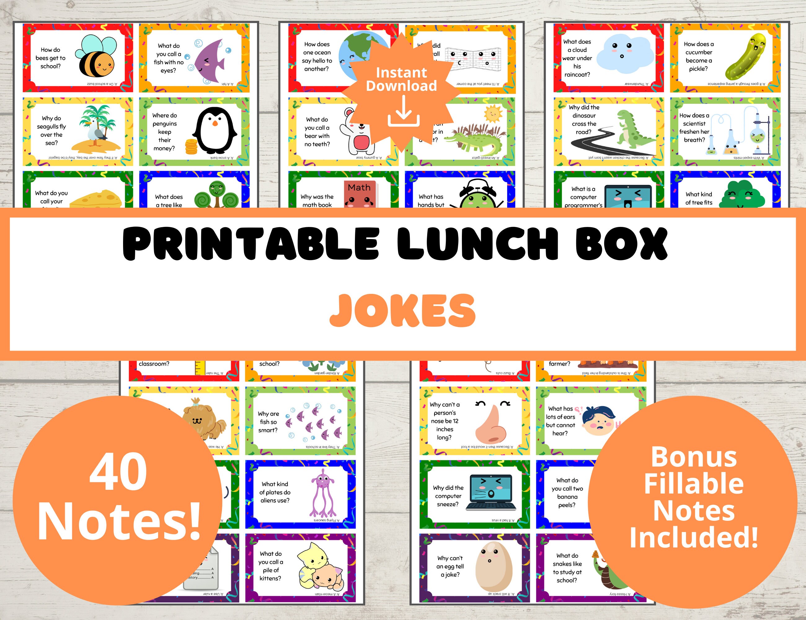 Printable Lunch Box Jokes for Kids | Lunchbox Notes - Etsy