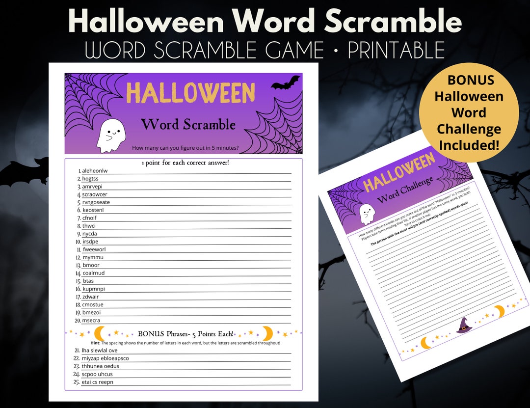 Halloween Word Scramble | Halloween Party Game | Halloween Printable ...