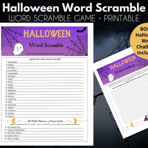 Halloween Word Scramble | Halloween Party Game | Halloween Printable ...