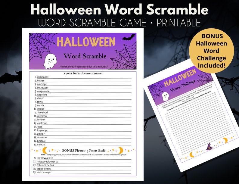 Halloween Word Scramble | Halloween Party Game | Halloween Printable ...