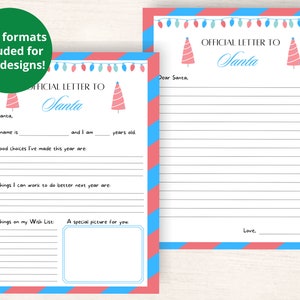 Letter to Santa Printable Wish List for Kids | Santa Letter Template - Etsy