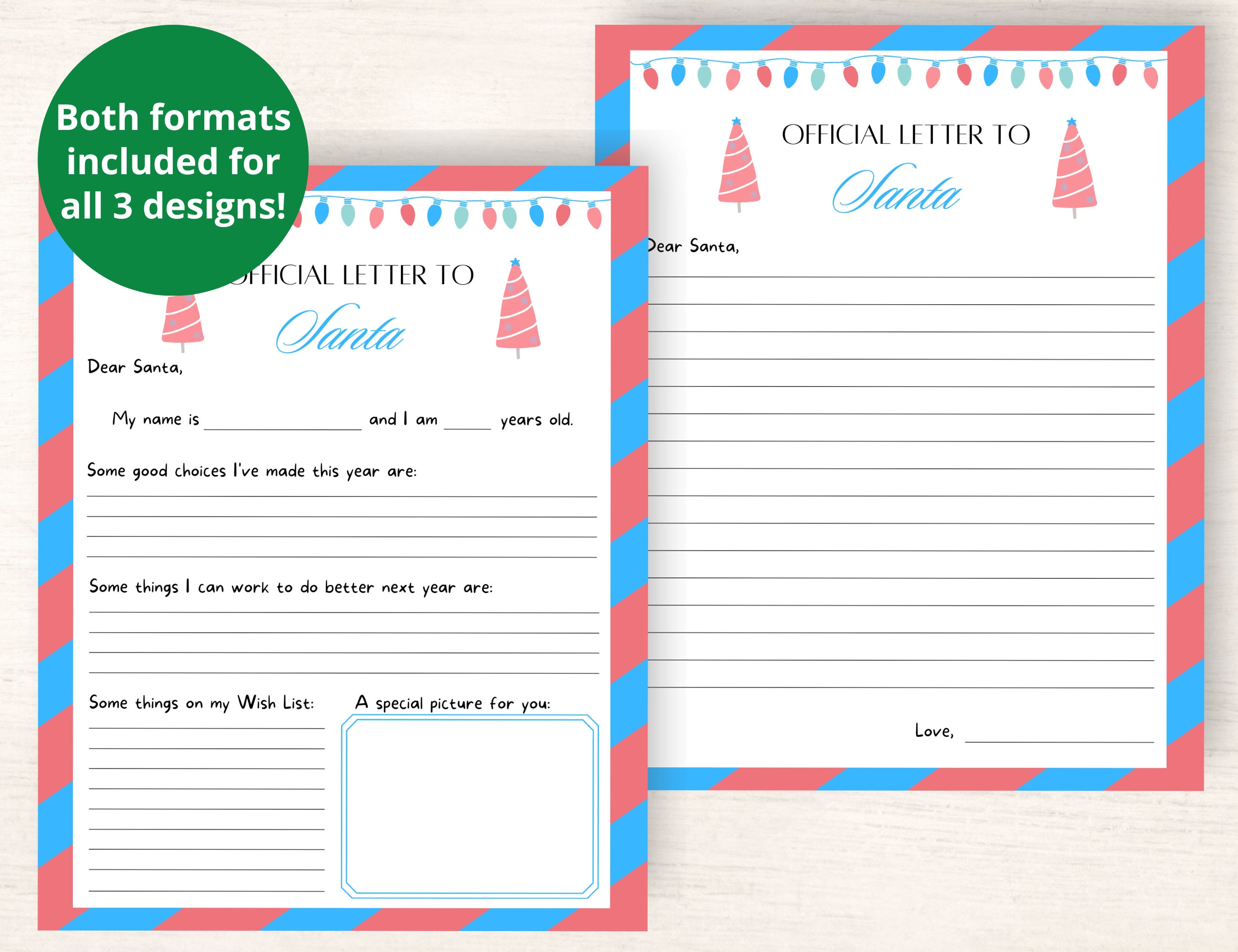 Letter to Santa Printable Wish List for Kids Santa Letter - Etsy
