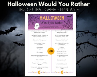 Would You Rather Halloween Game Instant Printable Download - Etsy