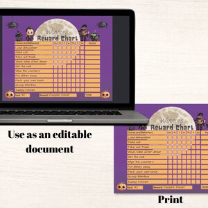 Halloween Reward Chart | Editable Chore Chart for Kids | Editable ...