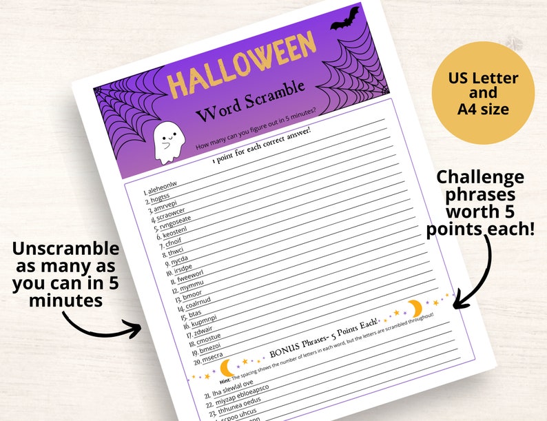 Halloween Word Scramble | Halloween Party Game | Halloween Printable ...