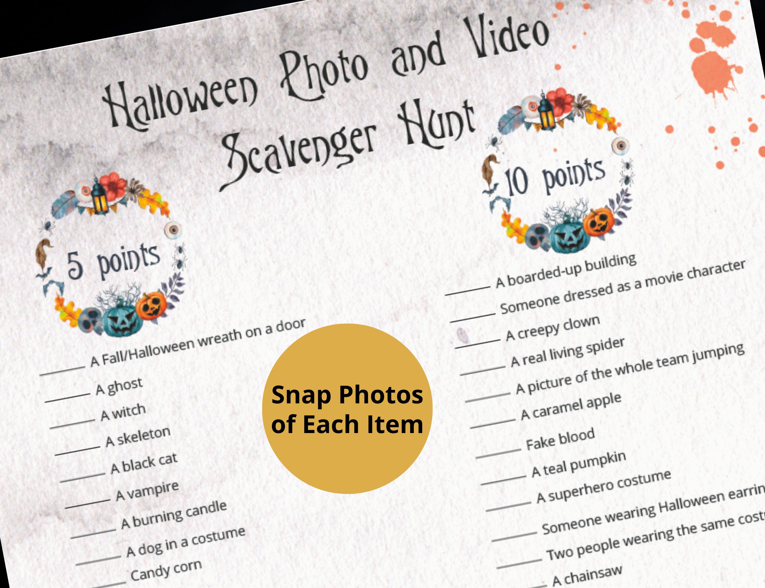 Halloween Scavenger Hunt | Photo Scavenger Hunt for Adults | Scavenger ...
