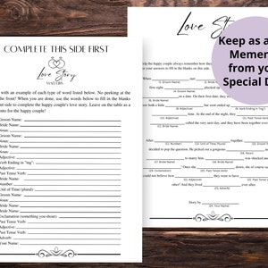 Love Story Mad Libs for Wedding | Wedding Mad Libs | Printable Wedding ...