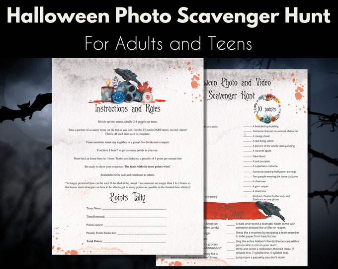 Editable Halloween Scavenger Hunt for Adults, Halloween Scavenger Hunt ...