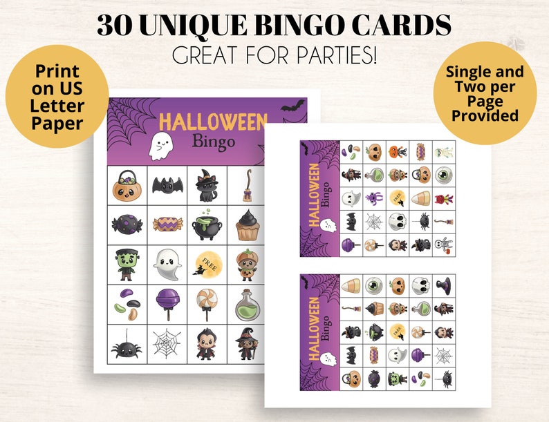 Halloween Bingo Cards With Chips | Halloween Bingo Printable | Bingo ...