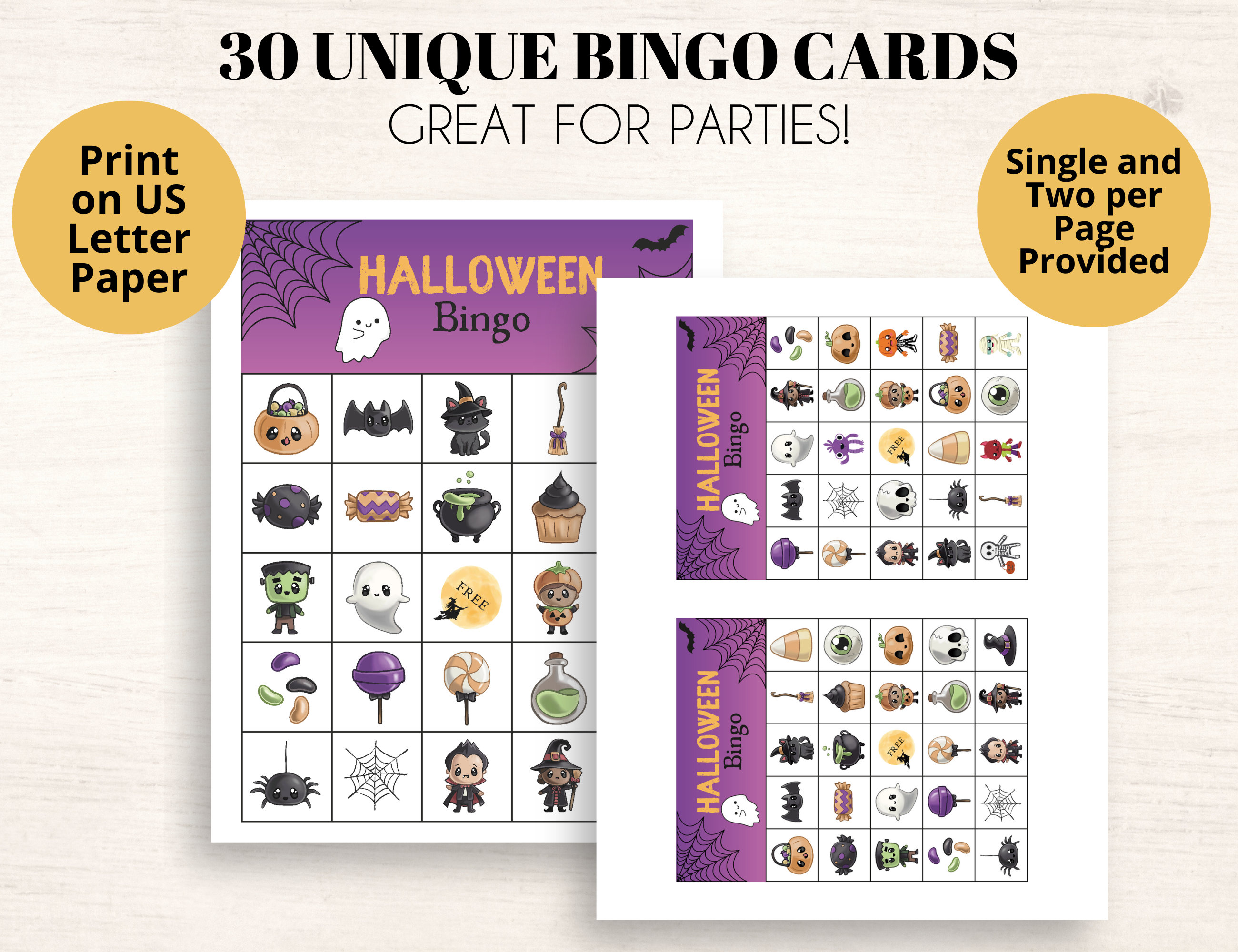 Halloween Bingo Cards With Chips | Halloween Bingo Printable | Bingo ...