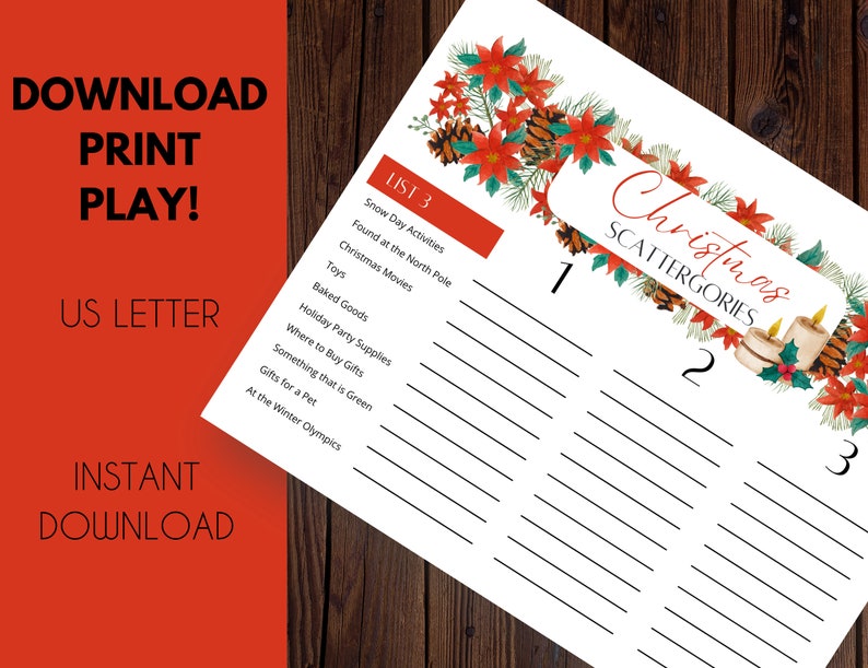 Christmas Scattergories Printable | Christmas Party Games Printable for ...