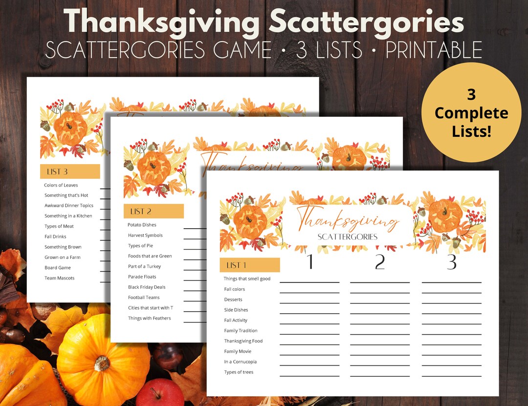 Thanksgiving Scattergories | Thanksgiving Printable Games for Kids ...
