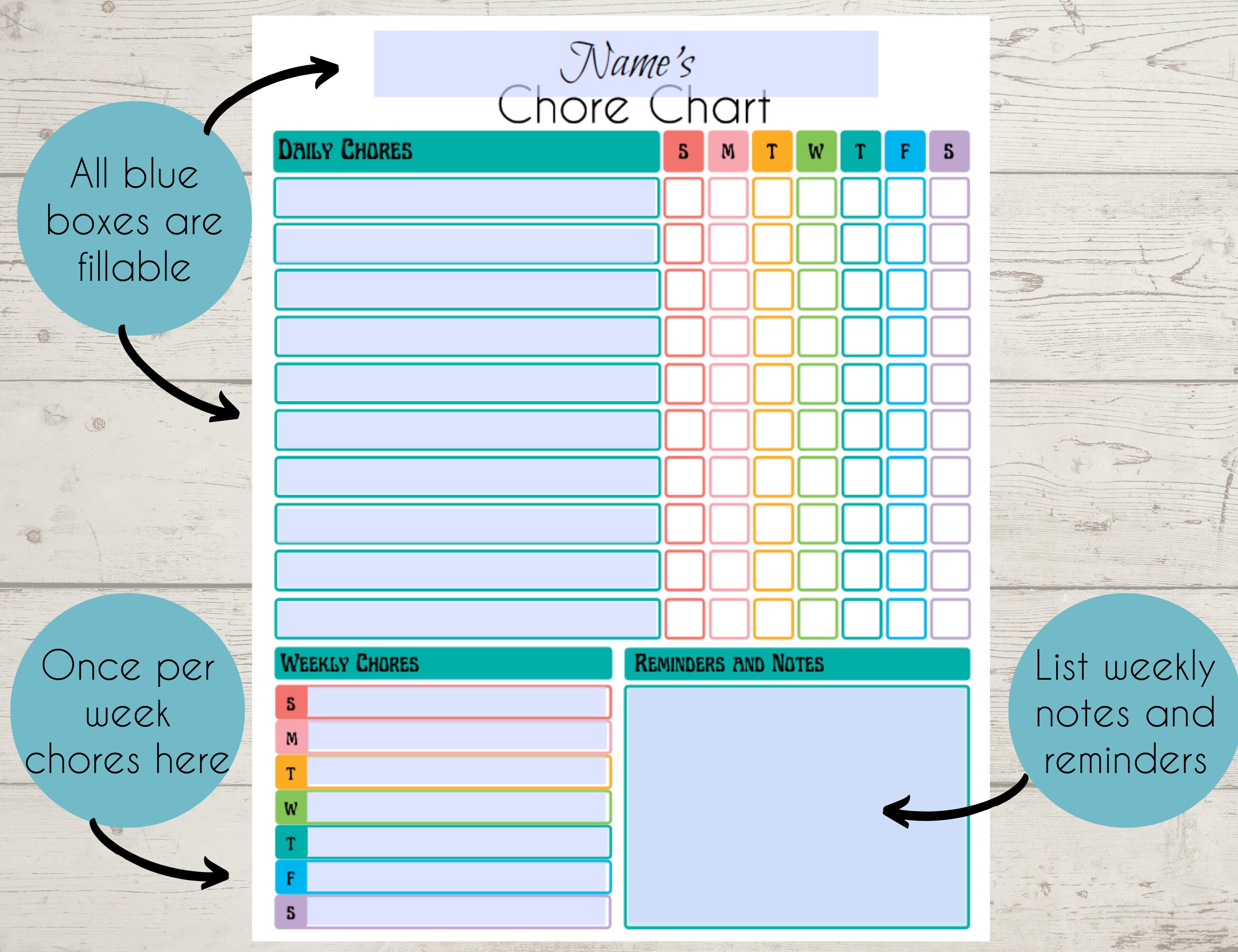 Family Chore Charts | Editable Chore Chart for Kids | Teen Chore Chart ...