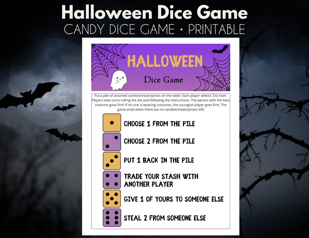 Halloween Printable Dice Game | Candy Dice Game | Halloween Party Game ...