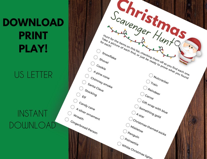 Christmas Scavenger Hunt for Kids, Teens, and Adults | Christmas Party ...