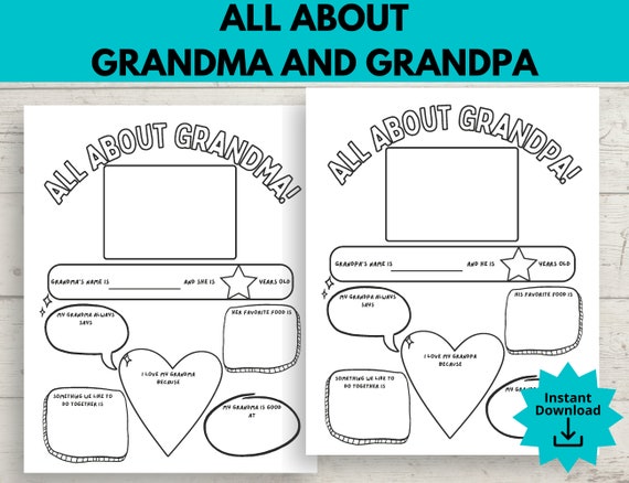 All About My Grandma All About My Grandpa Grandparents Day - Etsy