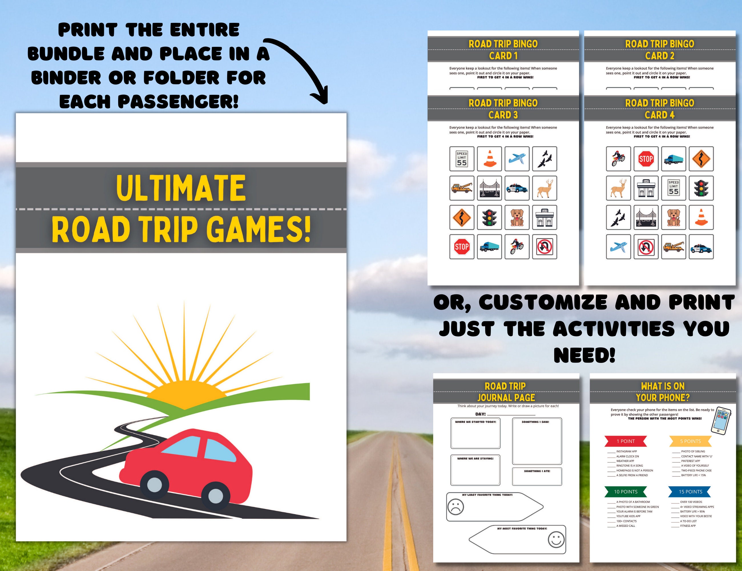 Printable Road Trip Games Bundle Travel Activity Printables for Kids - Etsy