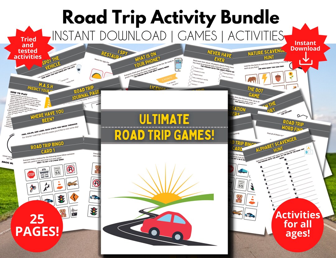 Printable Road Trip Games Bundle | Travel Activity Printables for Kids ...