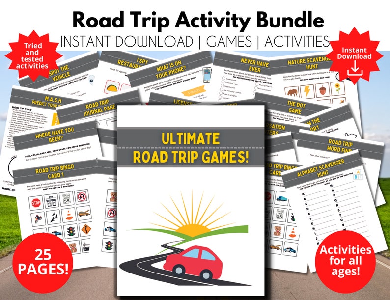 Printable Road Trip Games Bundle Travel Activity Printables for Kids - Etsy