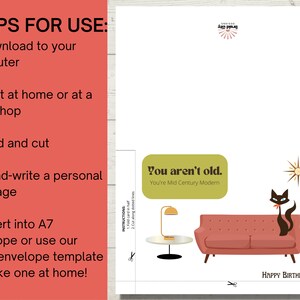 Printable Funny Birthday Card | Mid Century Modern Card - Etsy