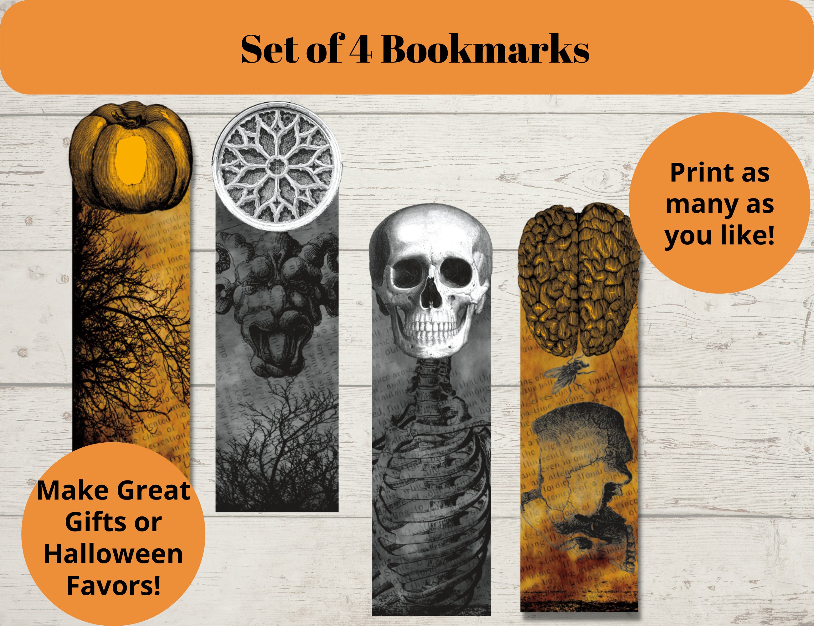 Halloween Bookmarks | Goth Bookmark | Bookmark Set | Printable ...