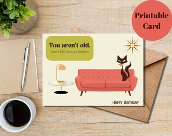 Mid Century Modern Birthday Card - Etsy