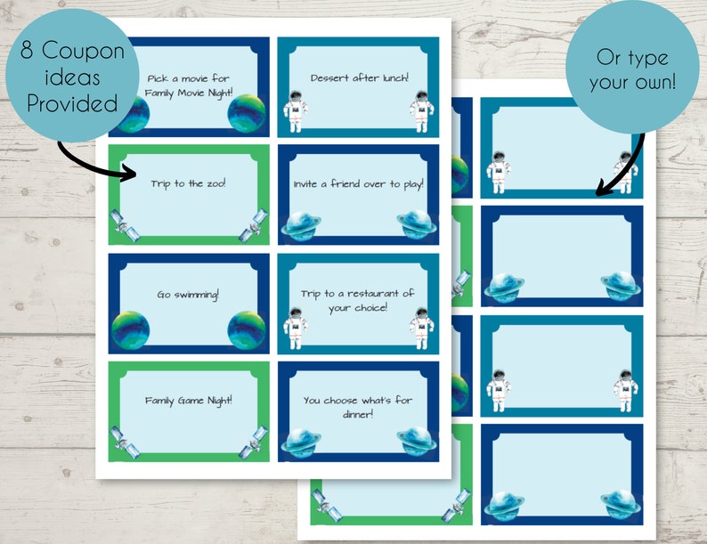 Reward Chart With Space Astronaut Theme | Editable Chore Chart for Kids ...