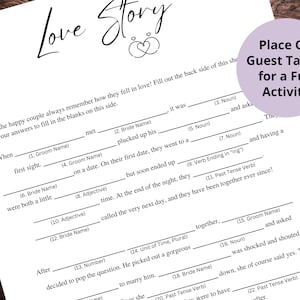 Love Story Mad Libs for Wedding | Wedding Mad Libs | Printable Wedding ...