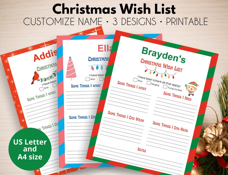 Editable Christmas Wish List Printable for Kids | Minimalist Christmas ...