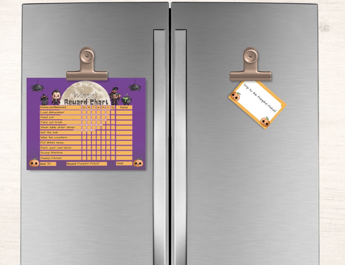 Halloween Reward Chart Editable Chore Chart for Kids - Etsy