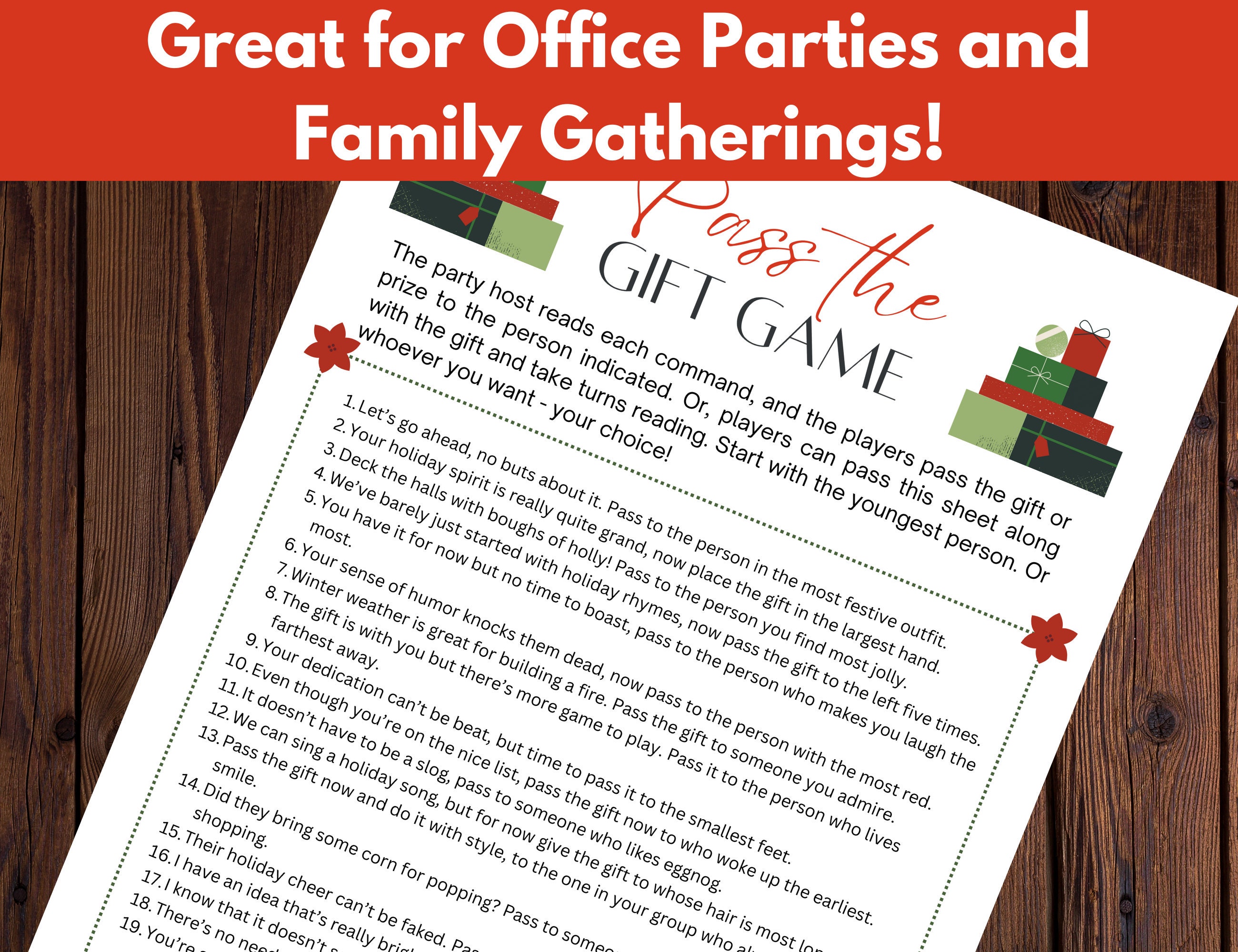 Christmas Pass the Gift Game | Christmas Party Games Printable for Kids ...