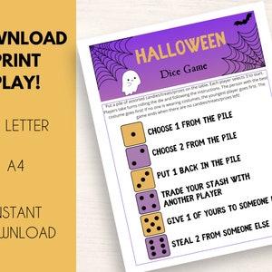 Halloween Printable Dice Game | Candy Dice Game | Halloween Party Game ...