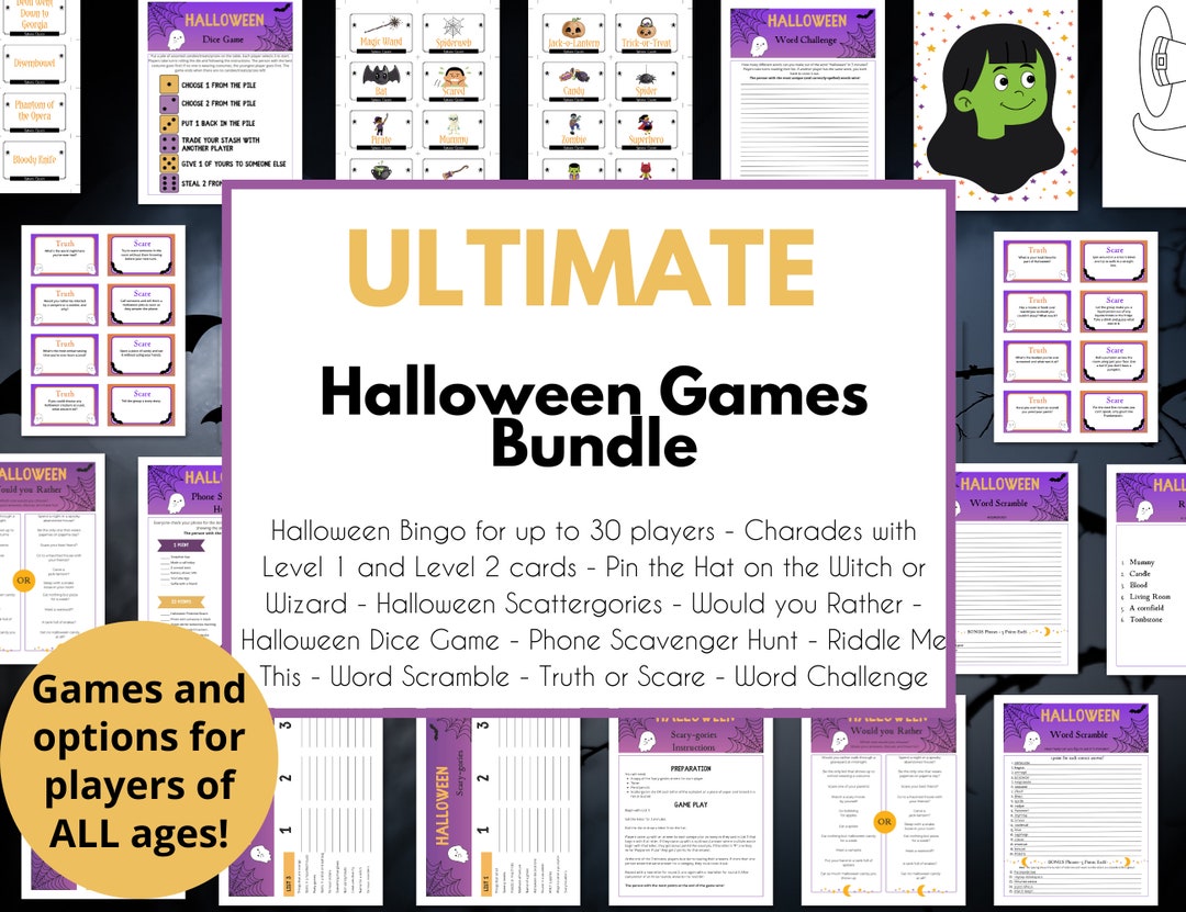 Halloween Printable Games Bundle | Halloween Party Games | Halloween ...