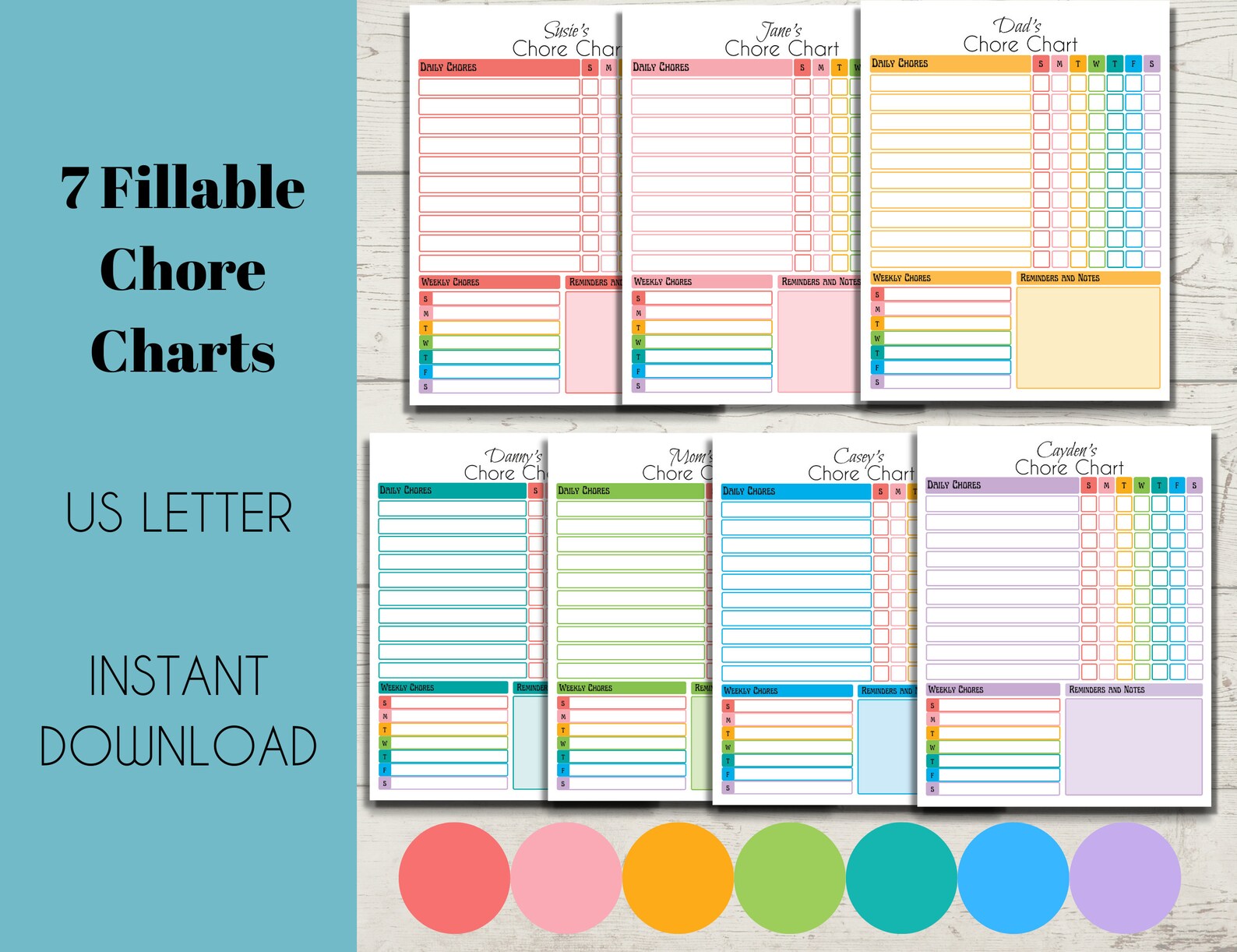 Family Chore Charts | Editable Chore Chart for Kids | Teen Chore Chart ...