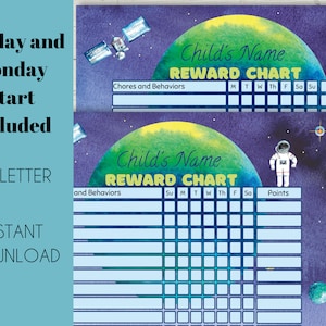 Reward Chart With Space Astronaut Theme | Editable Chore Chart for Kids ...