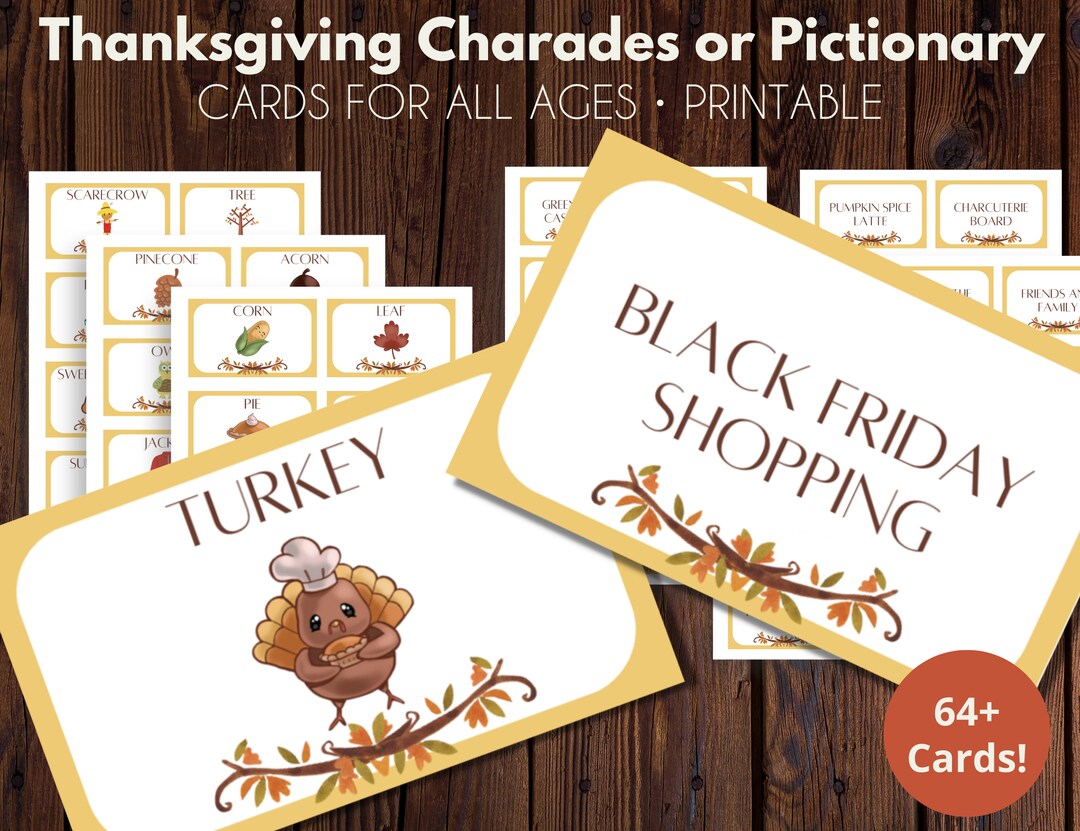 Thanksgiving Charades and Pictionary | Thanksgiving Printable Games for ...