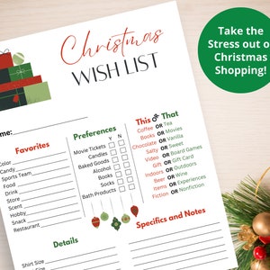 Adult Christmas Wish List Printable Questionnaire | Christmas Gift ...