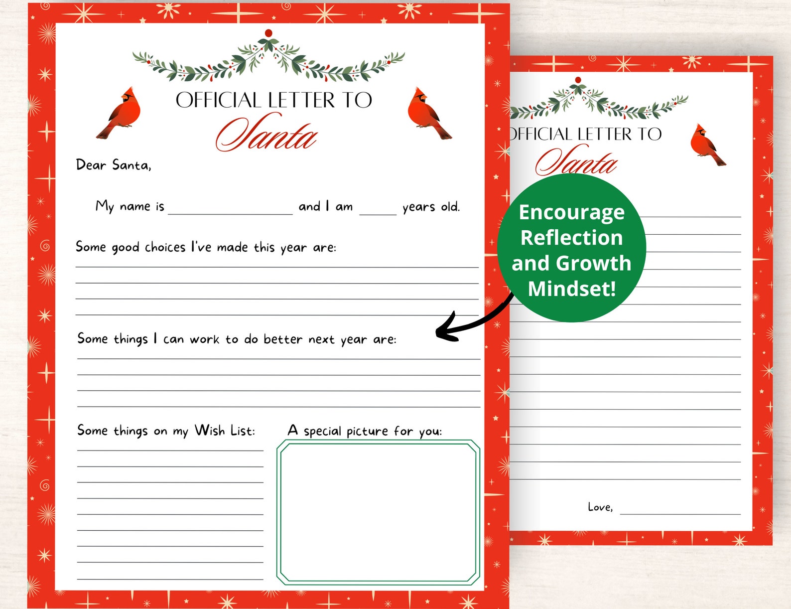 Letter to Santa Printable Wish List for Kids | Santa Letter Template - Etsy