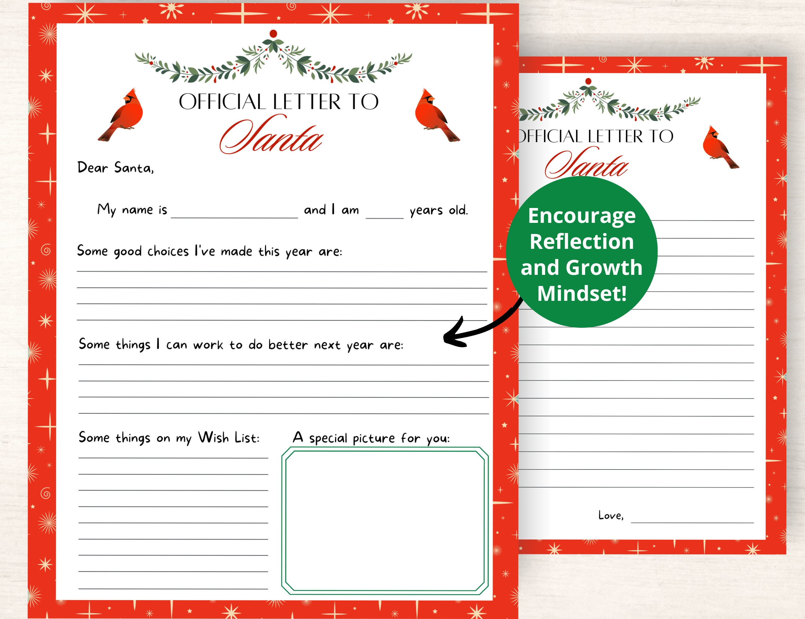 Letter to Santa Printable Wish List for Kids | Santa Letter Template - Etsy