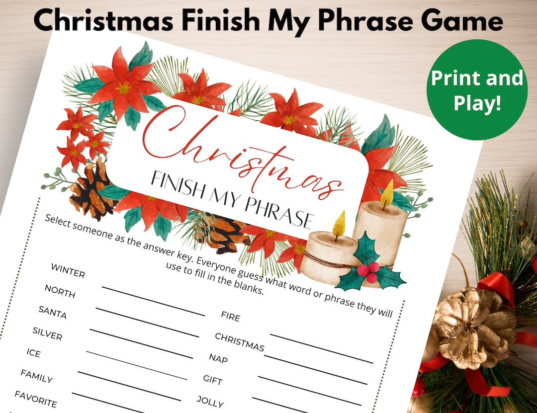 Christmas Finish My Phrase Game | Christmas Party Games Printable for ... Christmas Finish My Phrase Game | Christmas Party Games Printable for ...