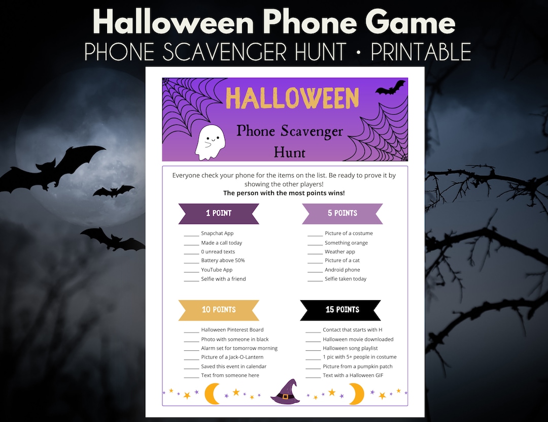 Halloween Phone Scavenger Hunt | Halloween Party Game | Halloween ...