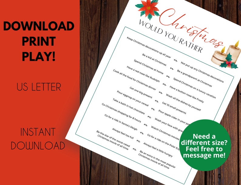 Christmas Would You Rather Game for Kids, Teens, and Adults | Christmas ...