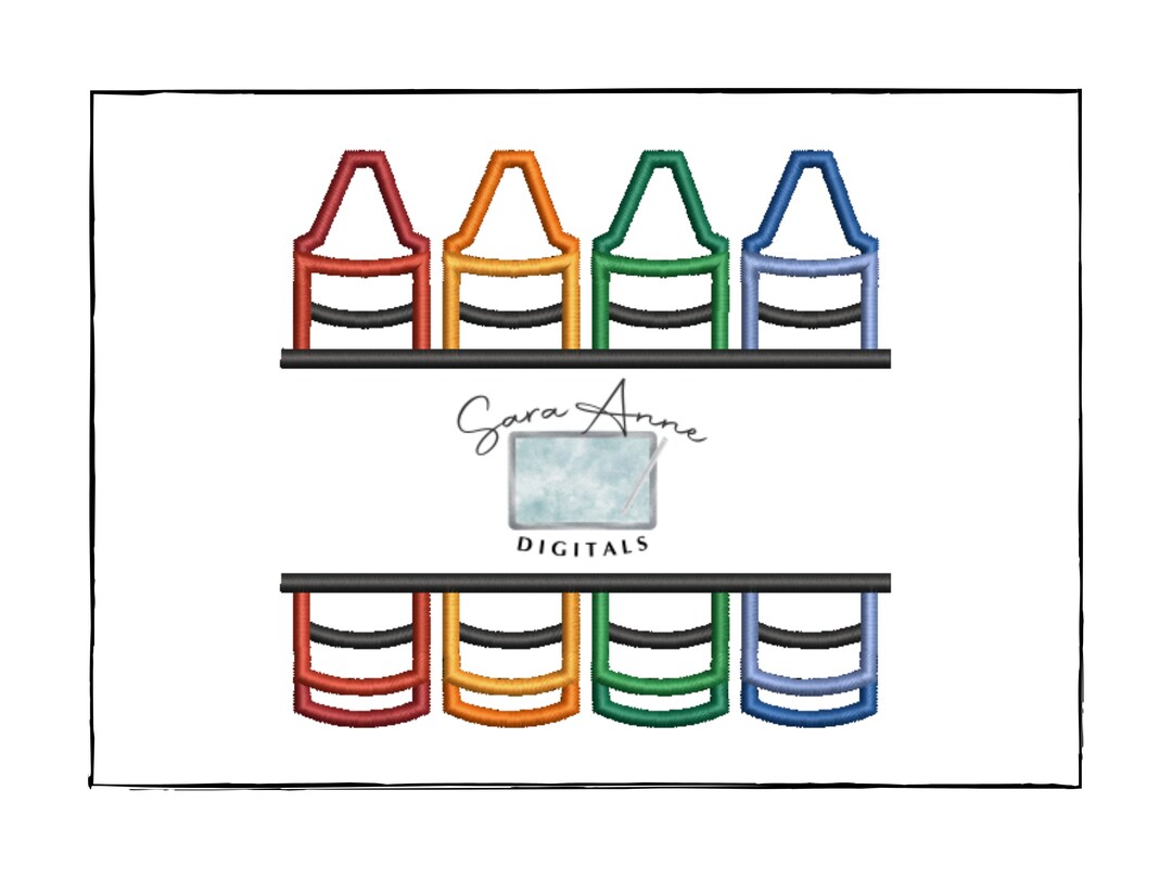 Split Crayon Digital Machine Embroidery Applique Design, 4 Sizes ...