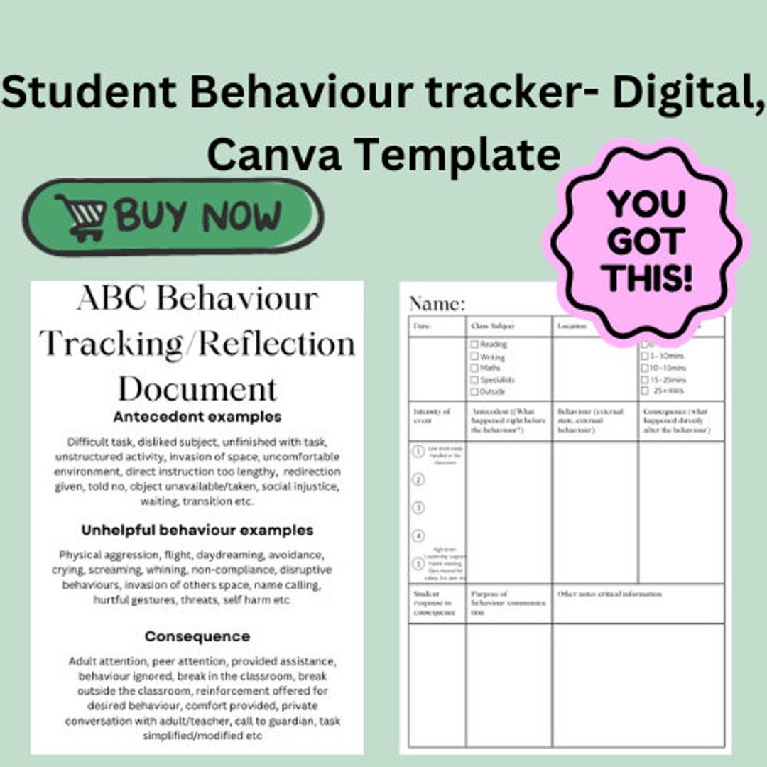 Student Behaviour Tracker, Editable Student Behaviour Tracker ...